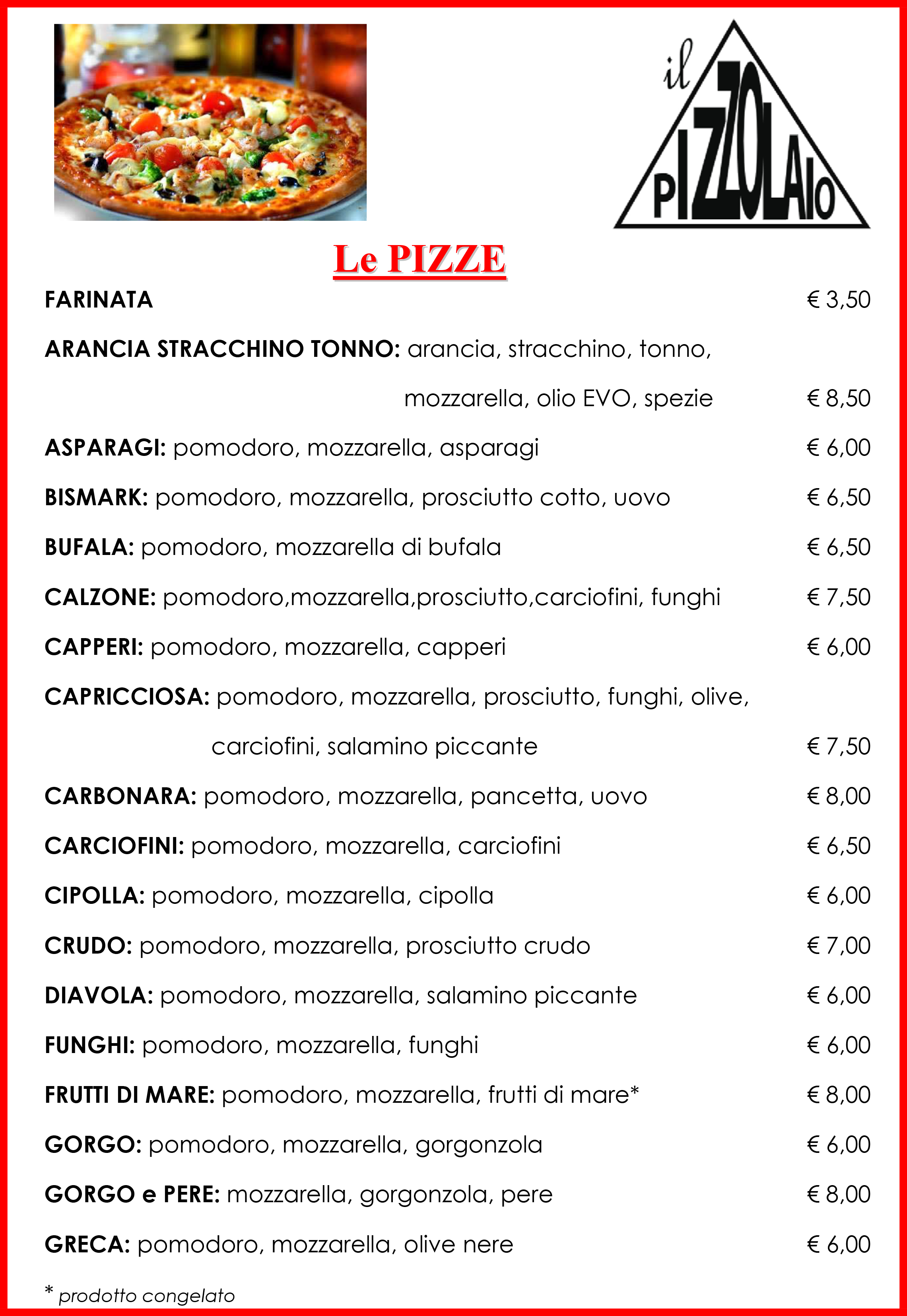 Il nostro menù di pizze - Il Pizzolaio